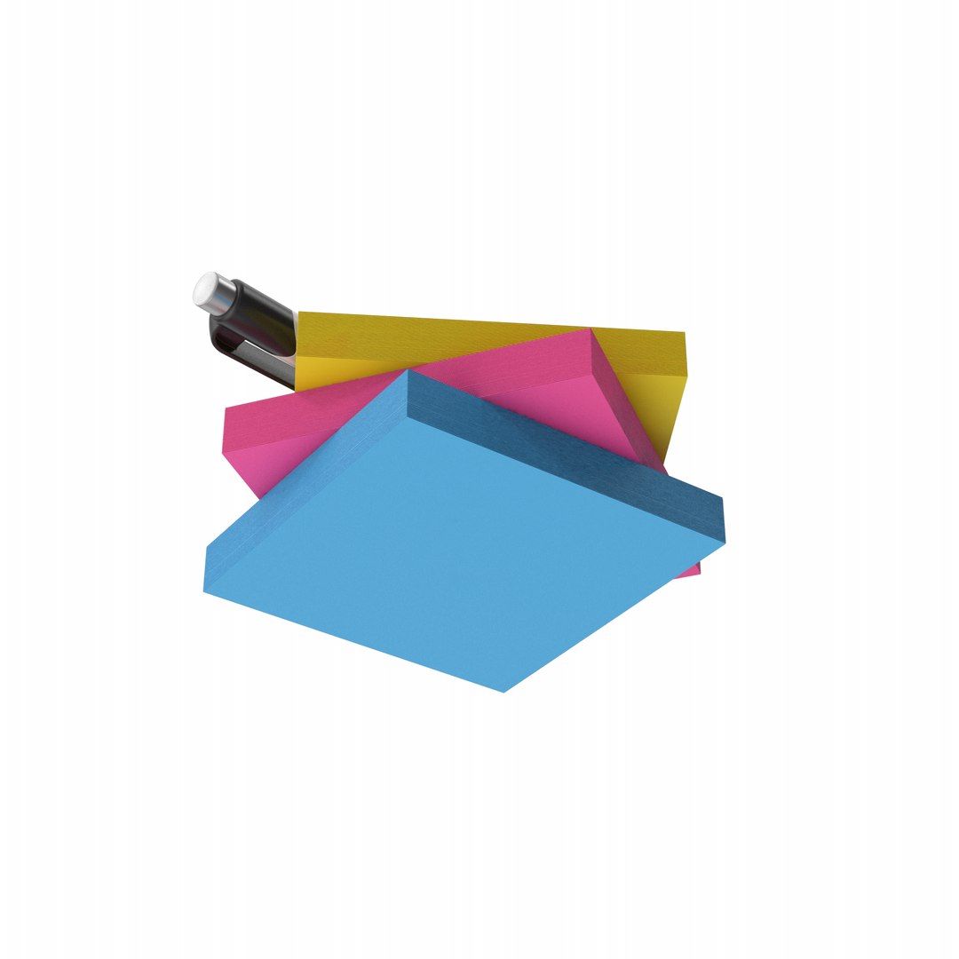 Sticky Notes With Pen Model - TurboSquid 1891989