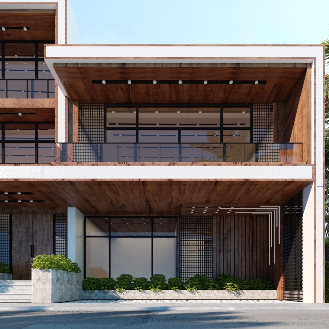 3D Exterior Modern Facade Design - TurboSquid 2236902