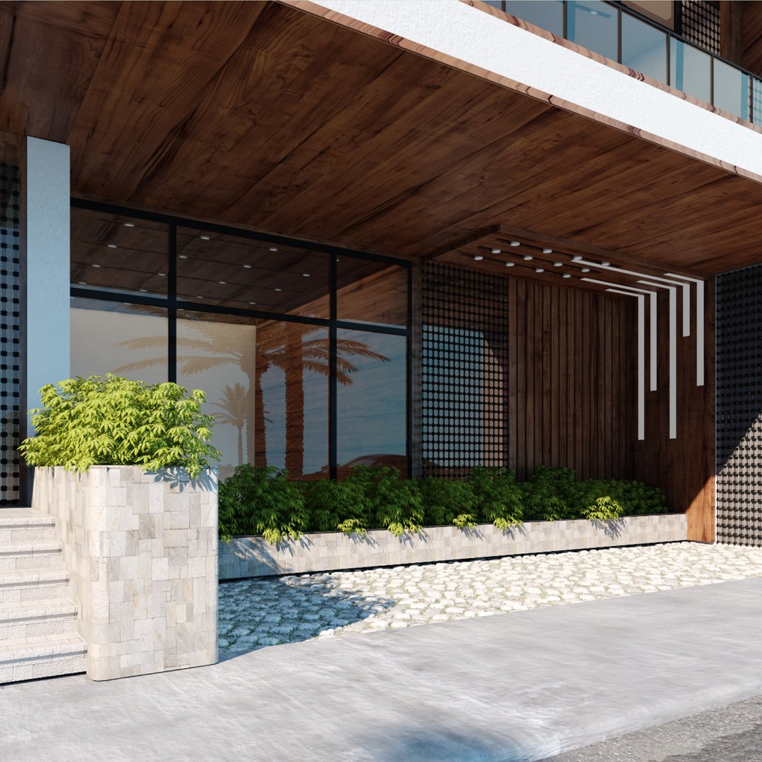 3D Exterior Modern Facade Design - TurboSquid 2236902