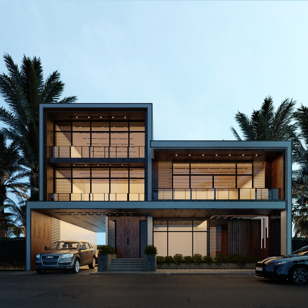 3D Exterior Modern Facade Design - TurboSquid 2236902