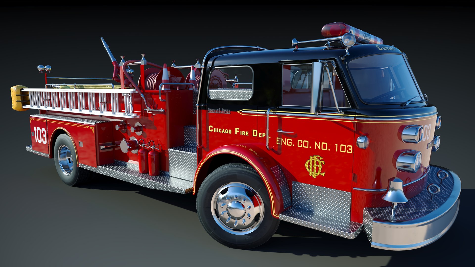 3D Fire Truck American La France 900 Chicago Fire Dep Model ...