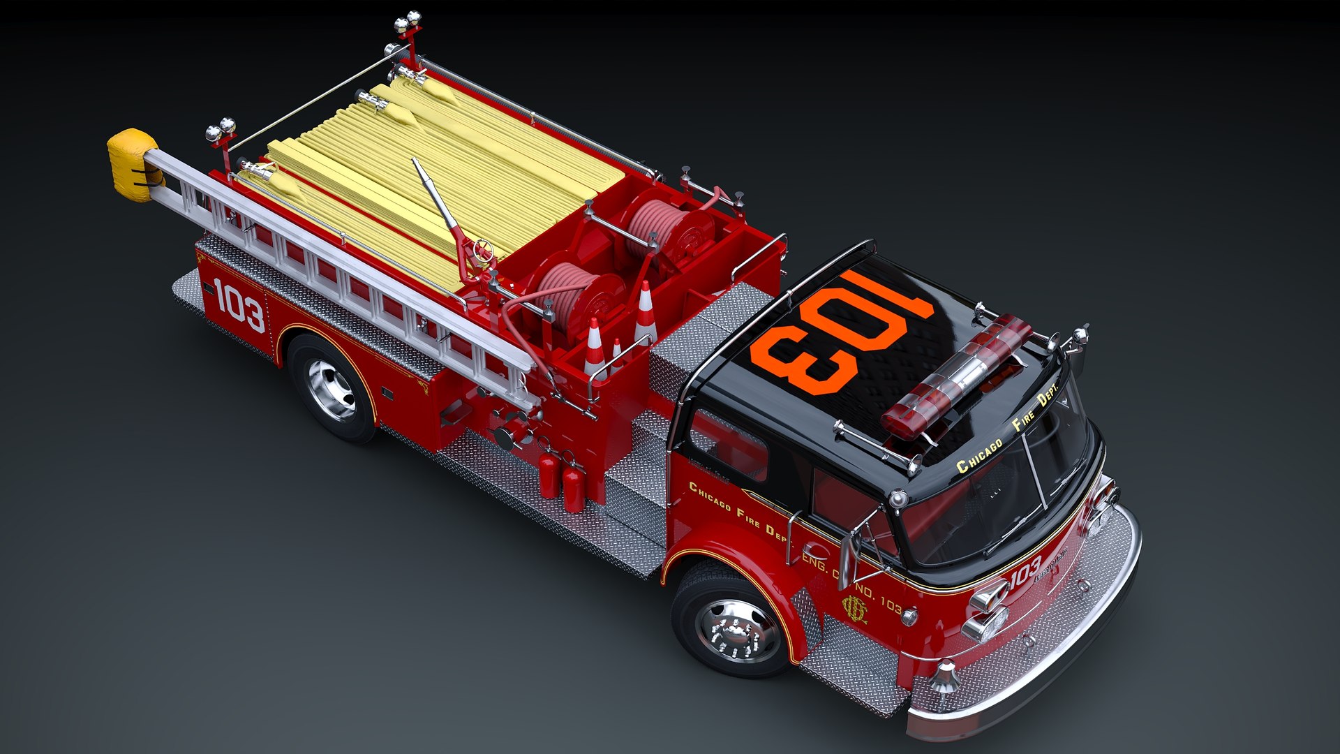 3D Fire Truck American La France 900 Chicago Fire Dep Model ...