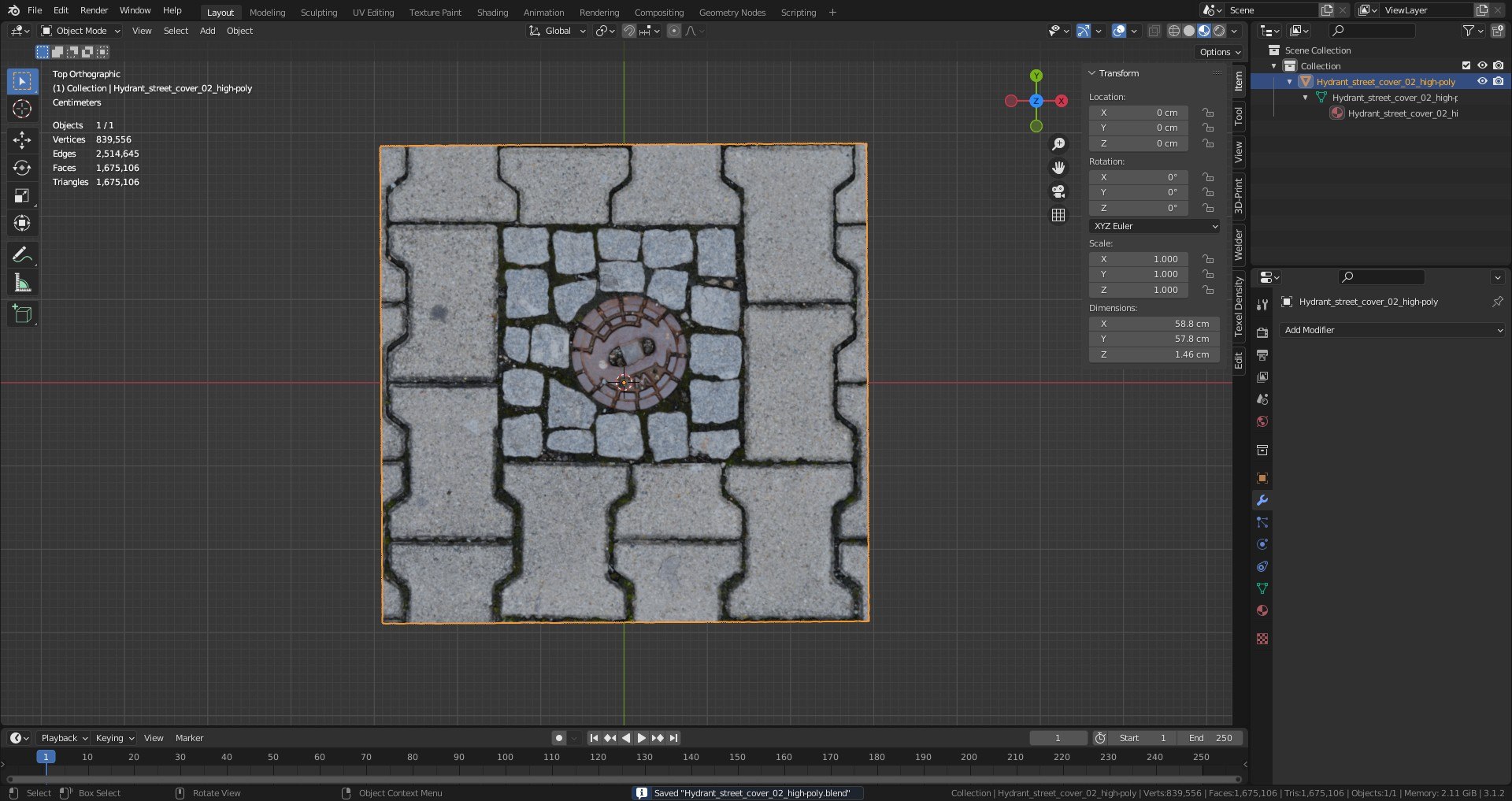 Hydrant Street Cover 02 High-poly 3D Model 3D - TurboSquid 1954352