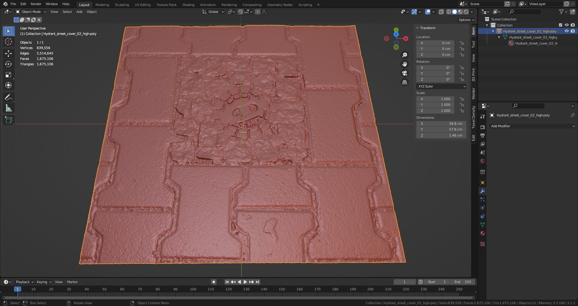 Hydrant Street Cover 02 High-poly 3D Model 3D - TurboSquid 1954352