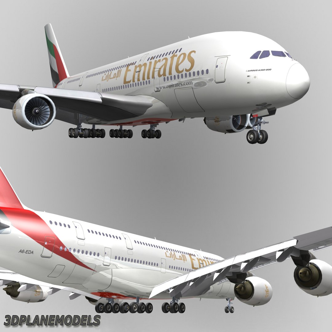 Airbus A380-800 Aircraft Landing 3d Model