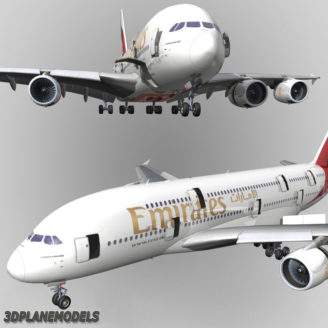 Airbus A380-800 Aircraft Landing 3d Model