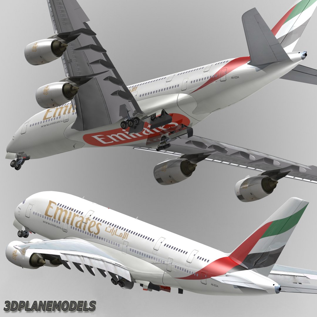Airbus A380-800 Aircraft Landing 3d Model