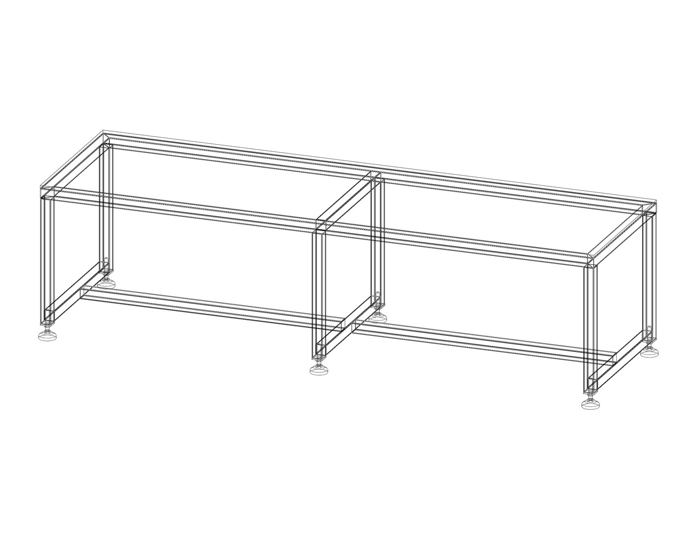 2000x600 Steel Work Table Model - TurboSquid 2176415