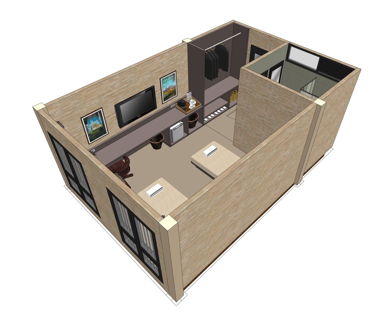 3D Model Hotel Room Layout - TurboSquid 1914867