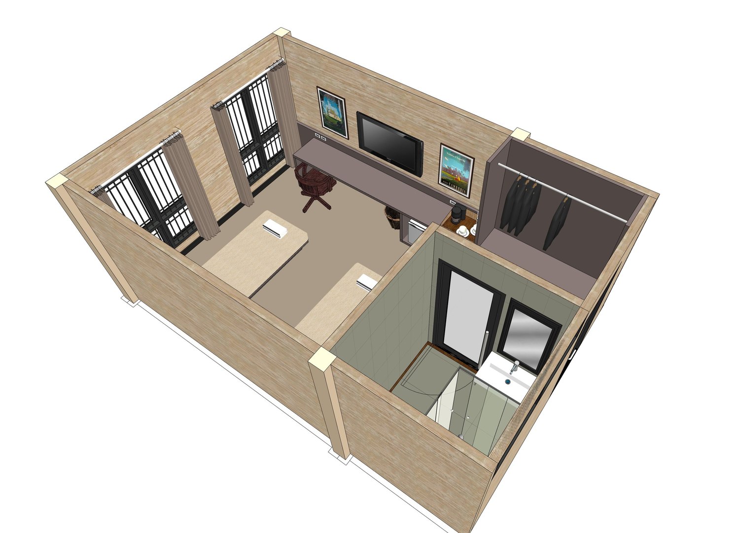 3D Model Hotel Room Layout - TurboSquid 1914867