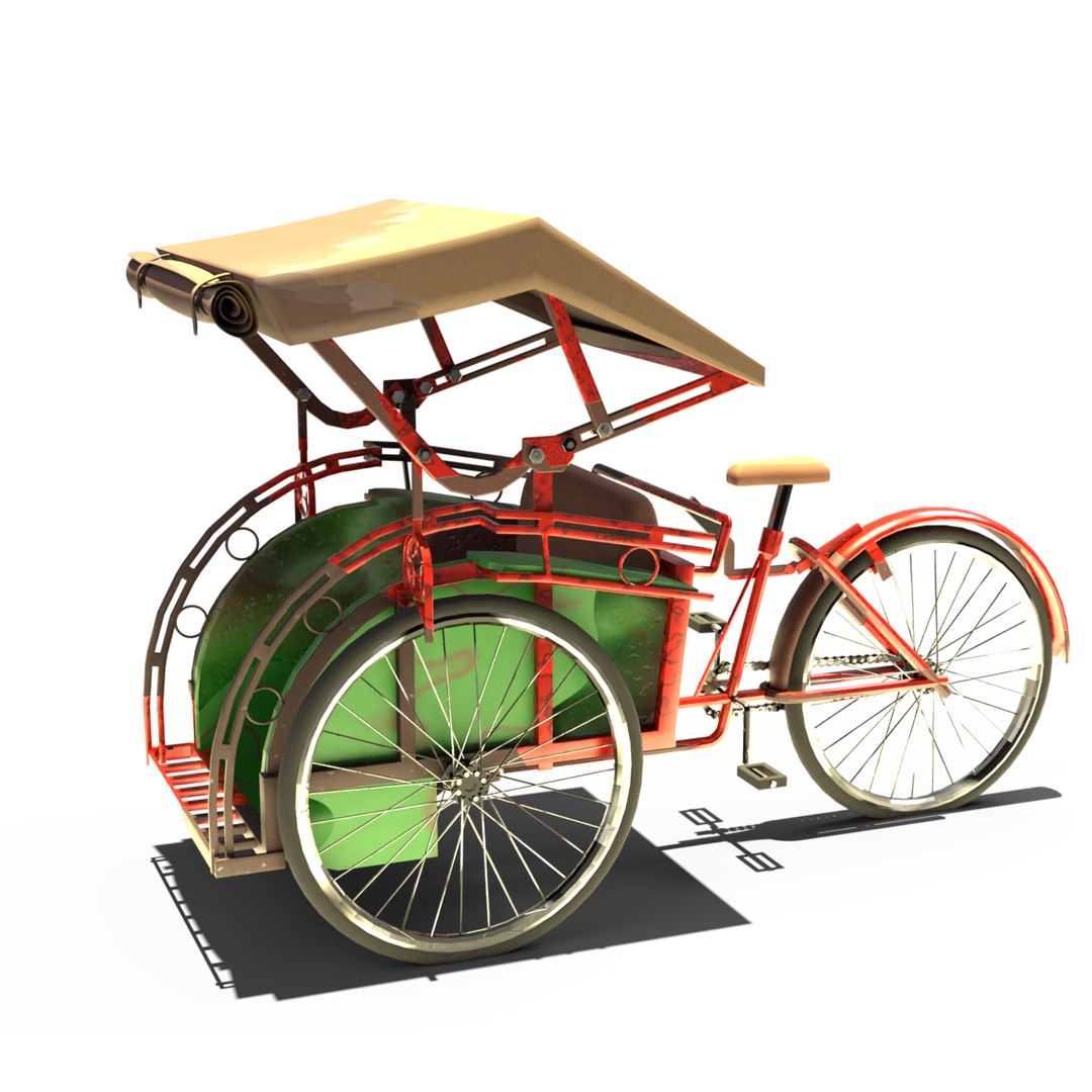 Low Poly Becak 3D Model - TurboSquid 2242386