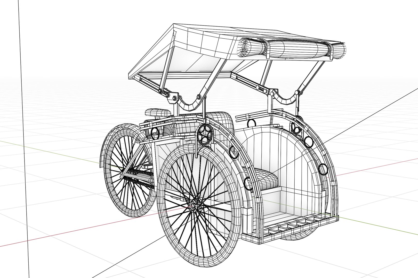Low Poly Becak 3D Model - TurboSquid 2242386