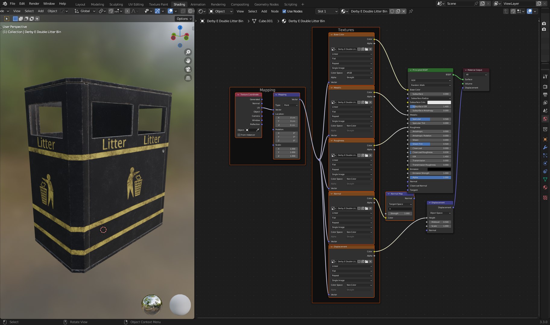 3D Derby E Double Litter Bin Model - TurboSquid 1983190