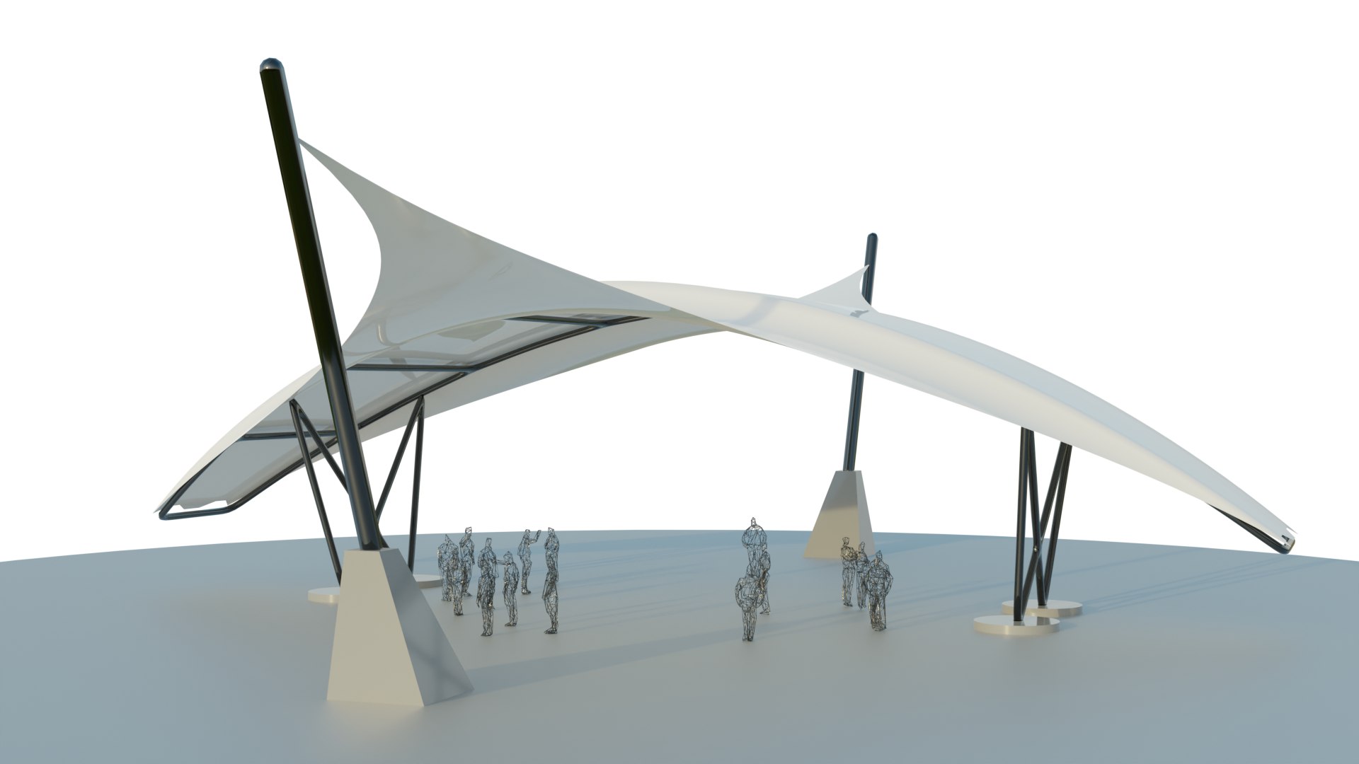 Tensile Structure Canopy 3 Model - TurboSquid 2249874
