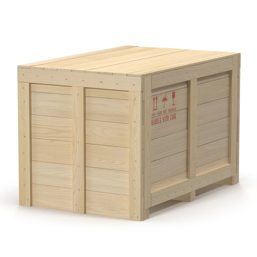 3d wooden shipping crate