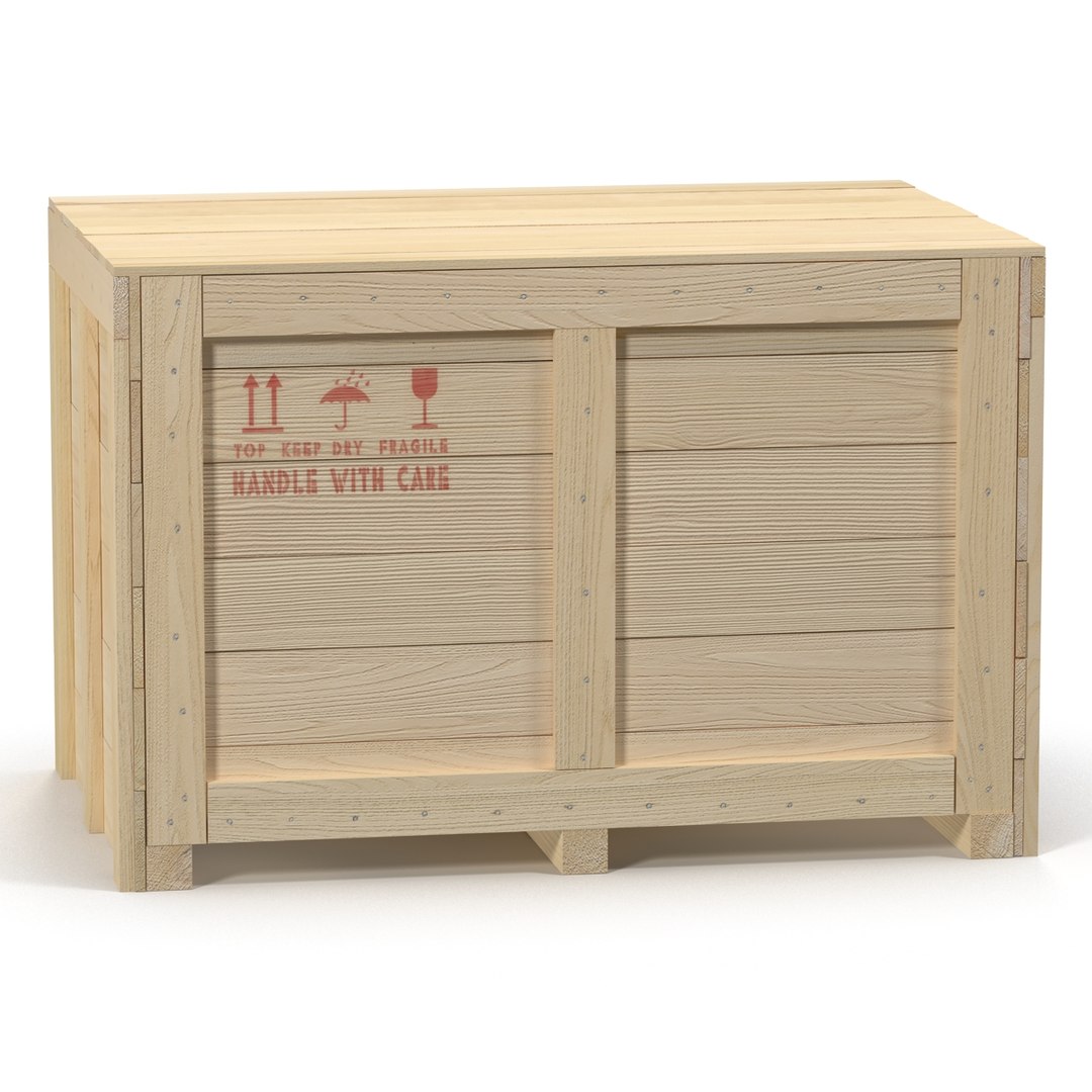3d wooden shipping crate