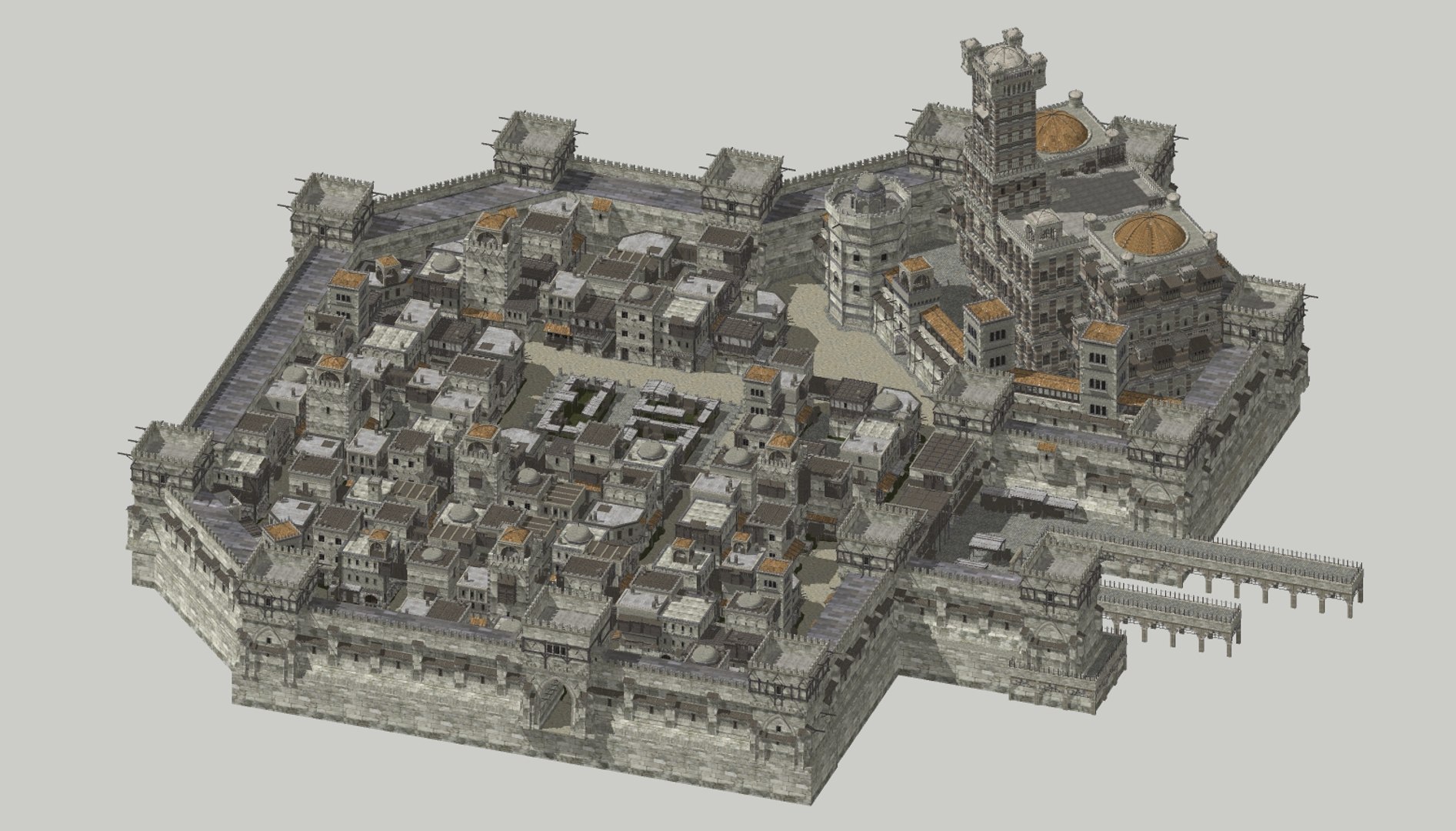 3D Model Large Medieval City - TurboSquid 1405269