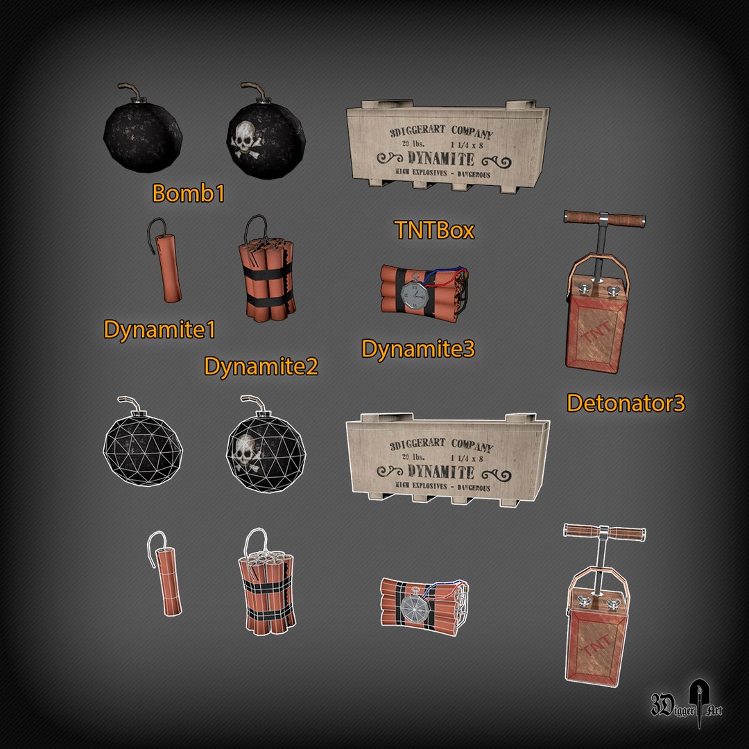3d Pack Bombs Explosives Model