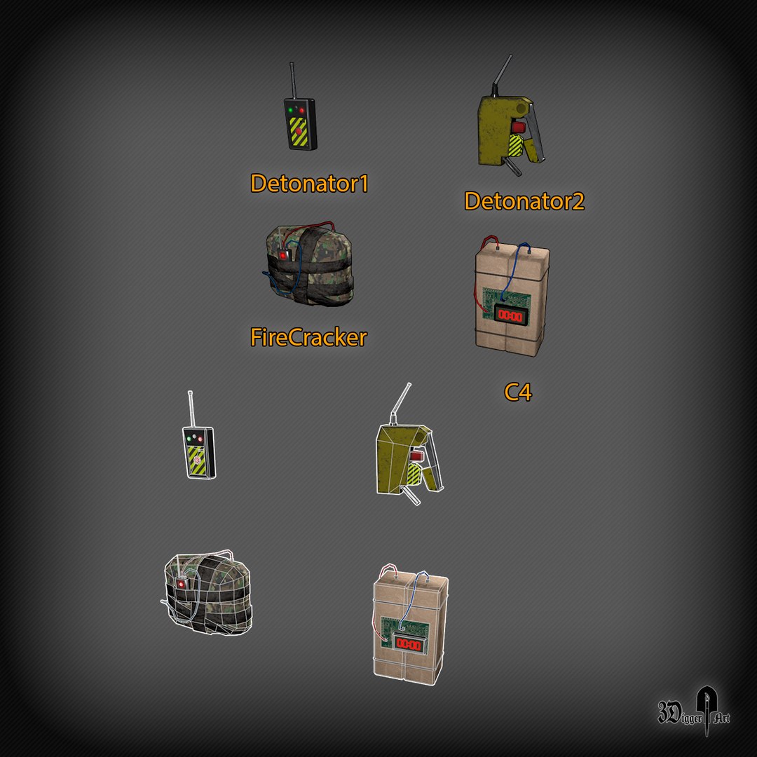 3d Pack Bombs Explosives Model