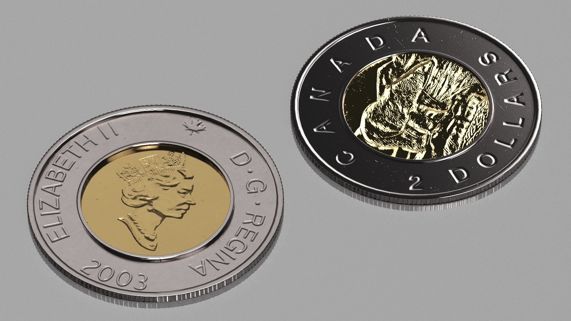 3D Model 2 Canadian Dollars Coin - TurboSquid 2130607