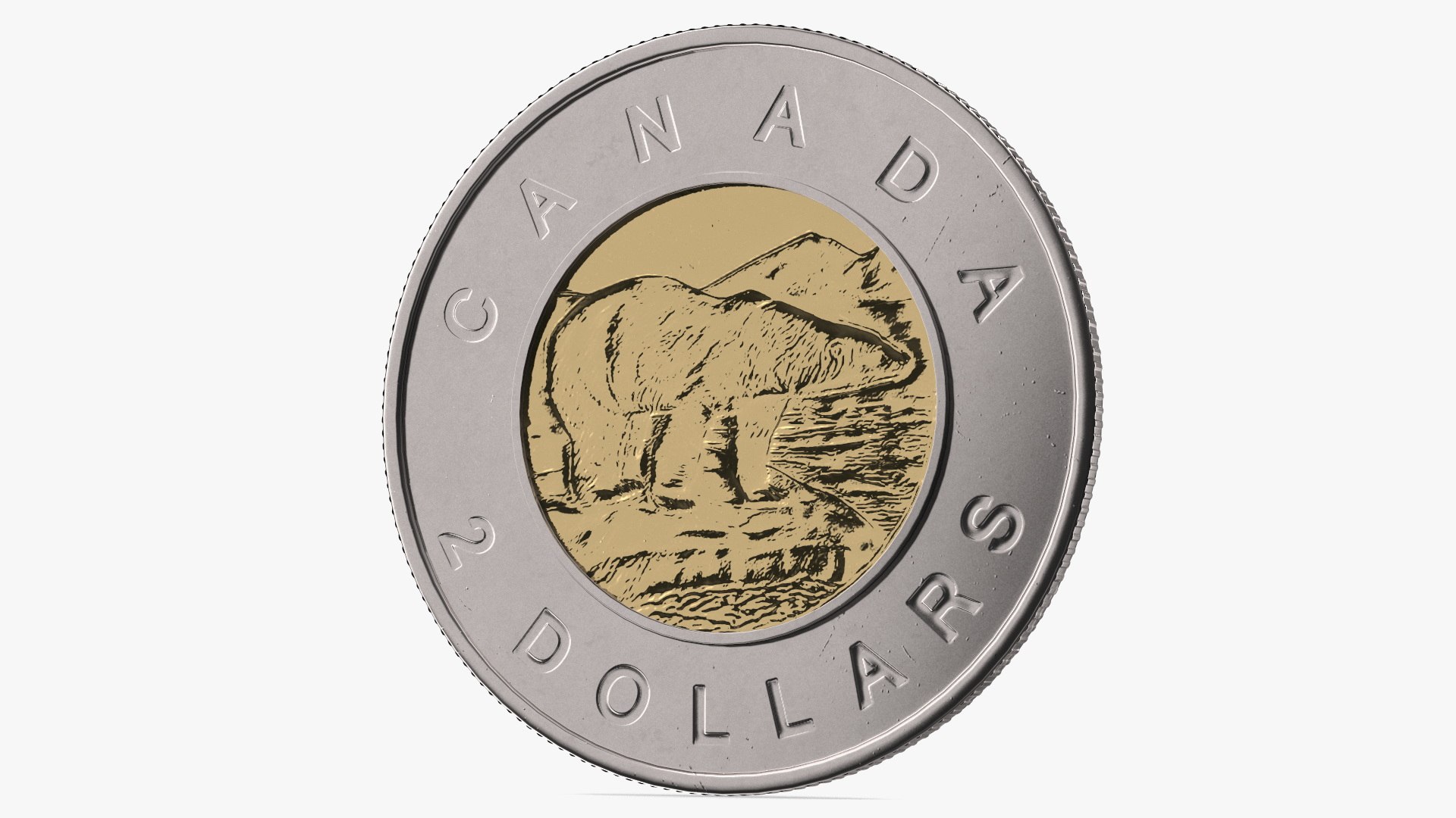 3D Model 2 Canadian Dollars Coin - TurboSquid 2130607
