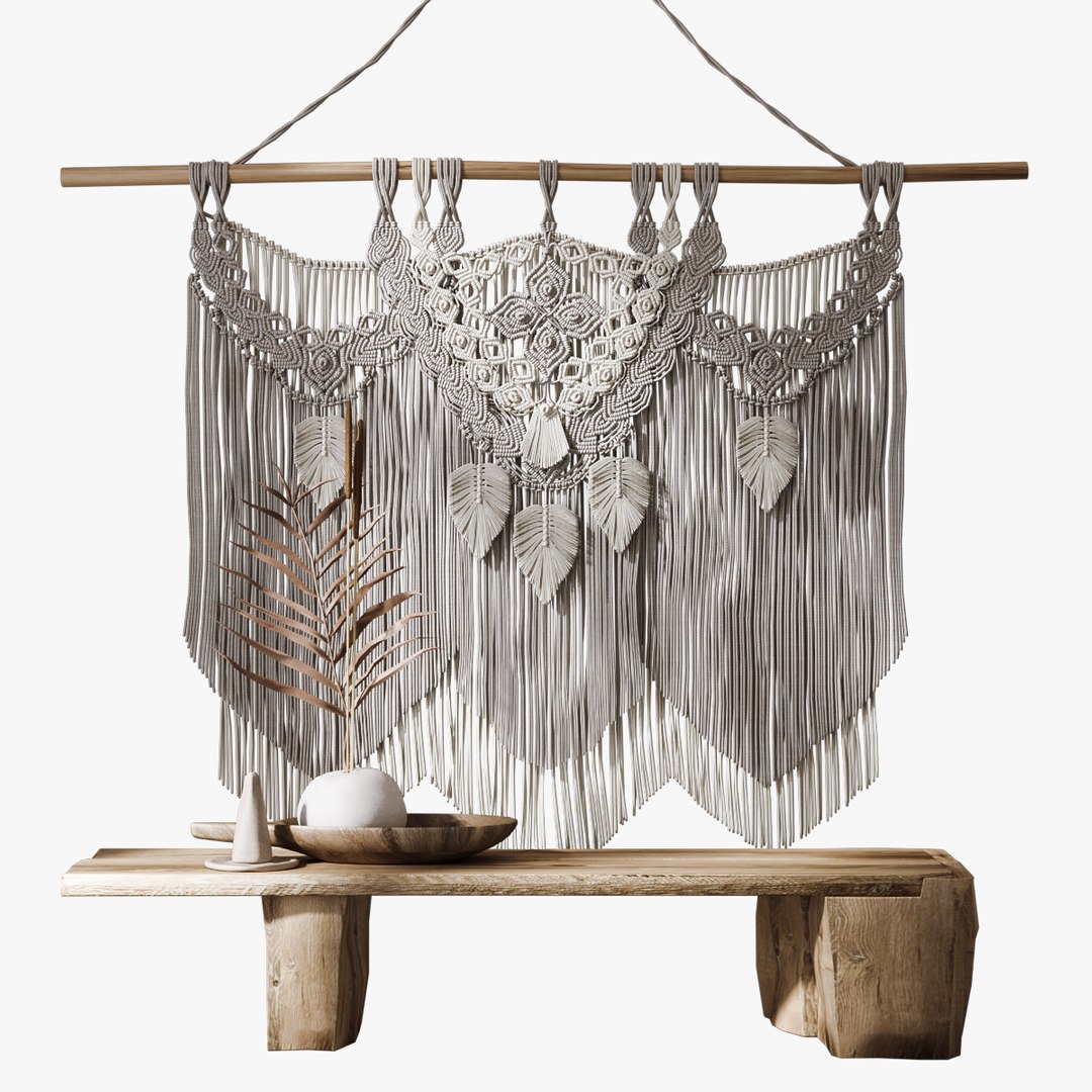 Decorative set with Wall Hanging Macrame 2 model - TurboSquid 1890615