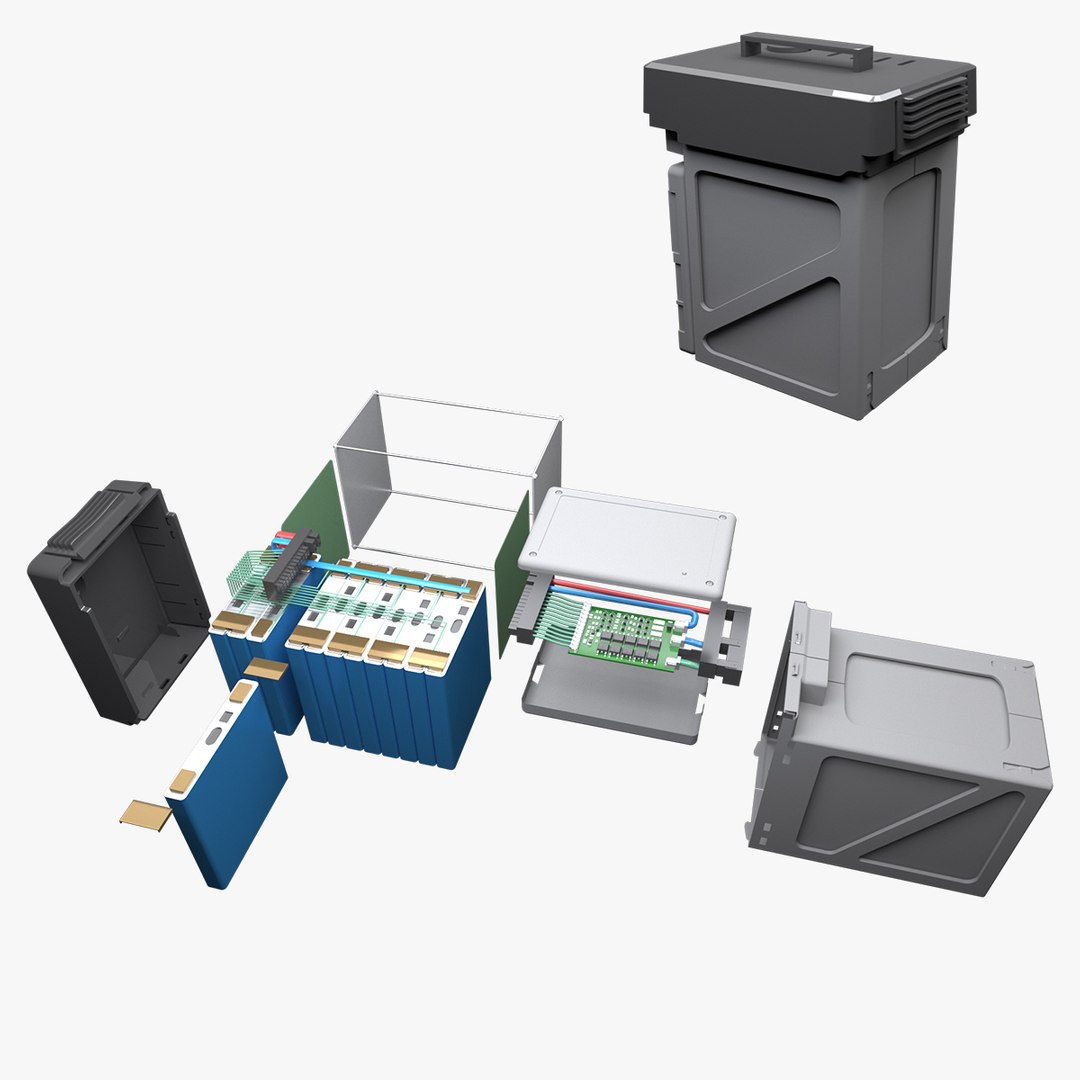 3D Lithium-Ion Battery with BMS and internal Components - TurboSquid ...