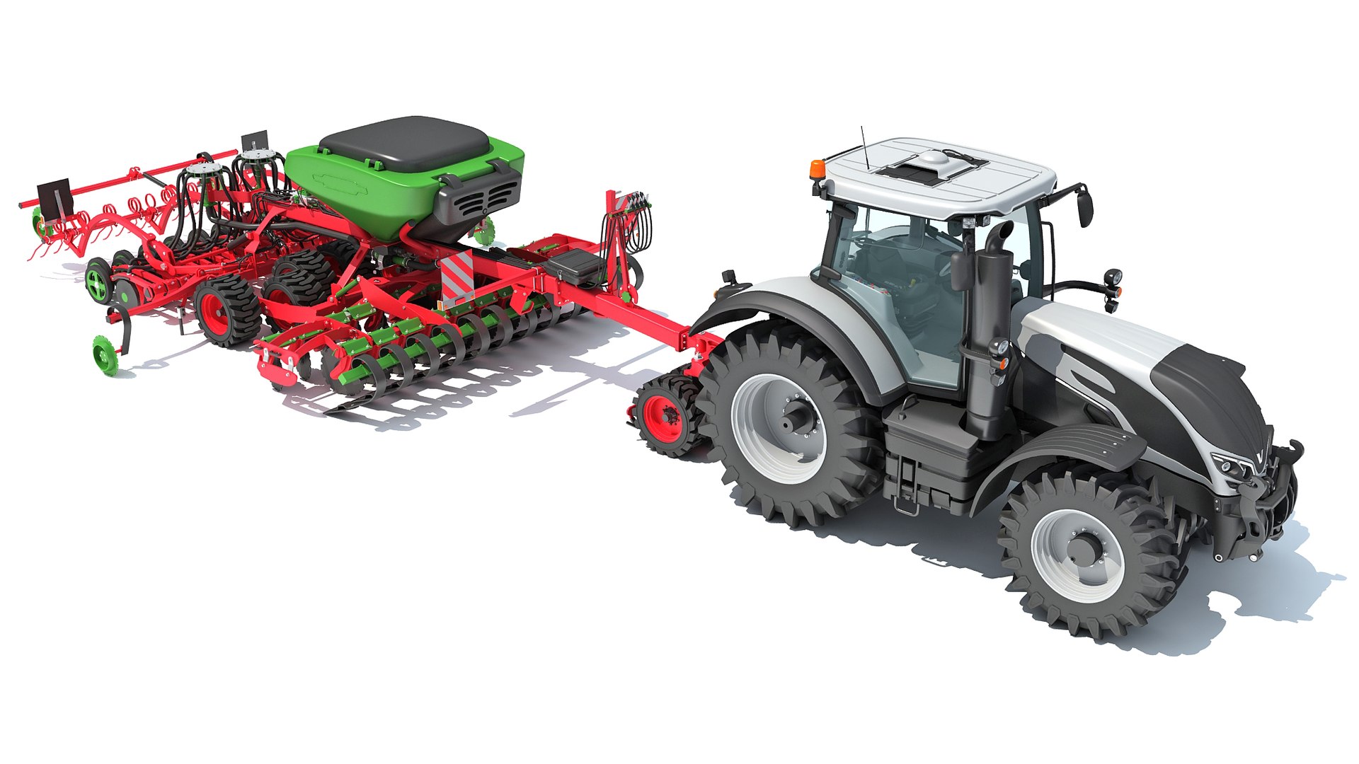 3D Tractor Trailed Seed Drill Model - TurboSquid 1706408