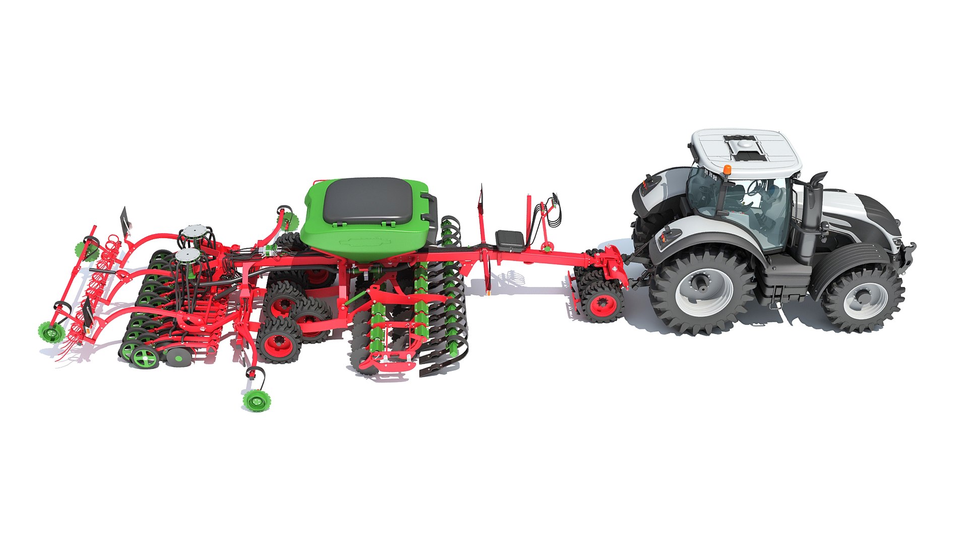 3D Tractor Trailed Seed Drill Model - TurboSquid 1706408