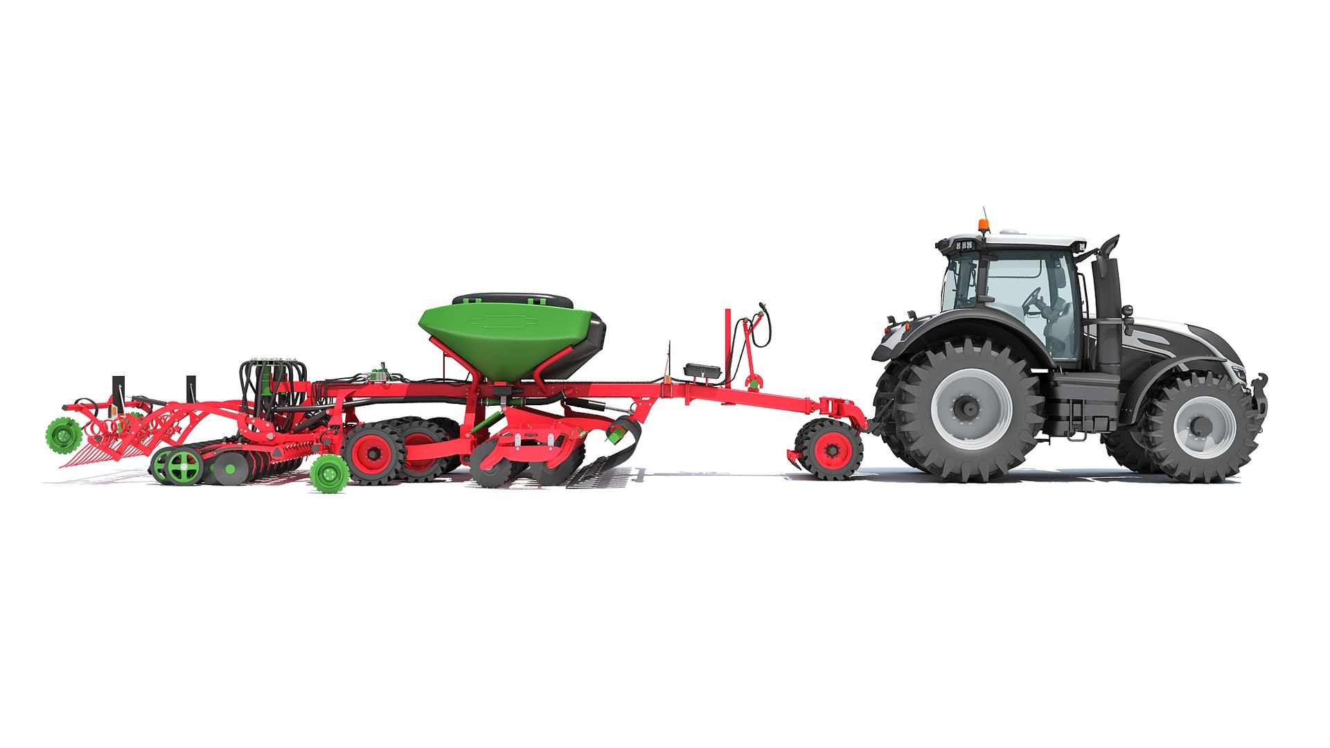 3D Tractor Trailed Seed Drill Model - TurboSquid 1706408