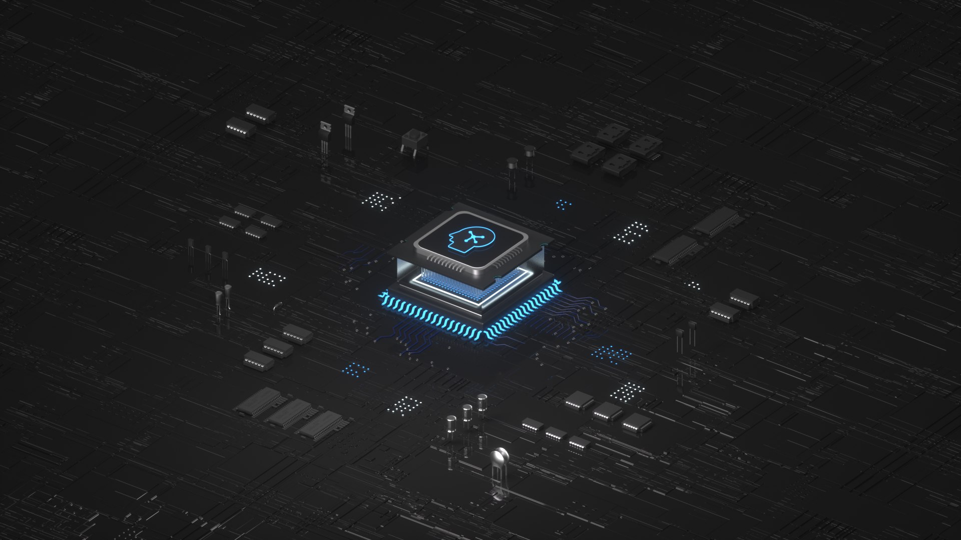 C4D Octane CPU Chip Core Capacitance Scifi Circuit Board 1 Model ...
