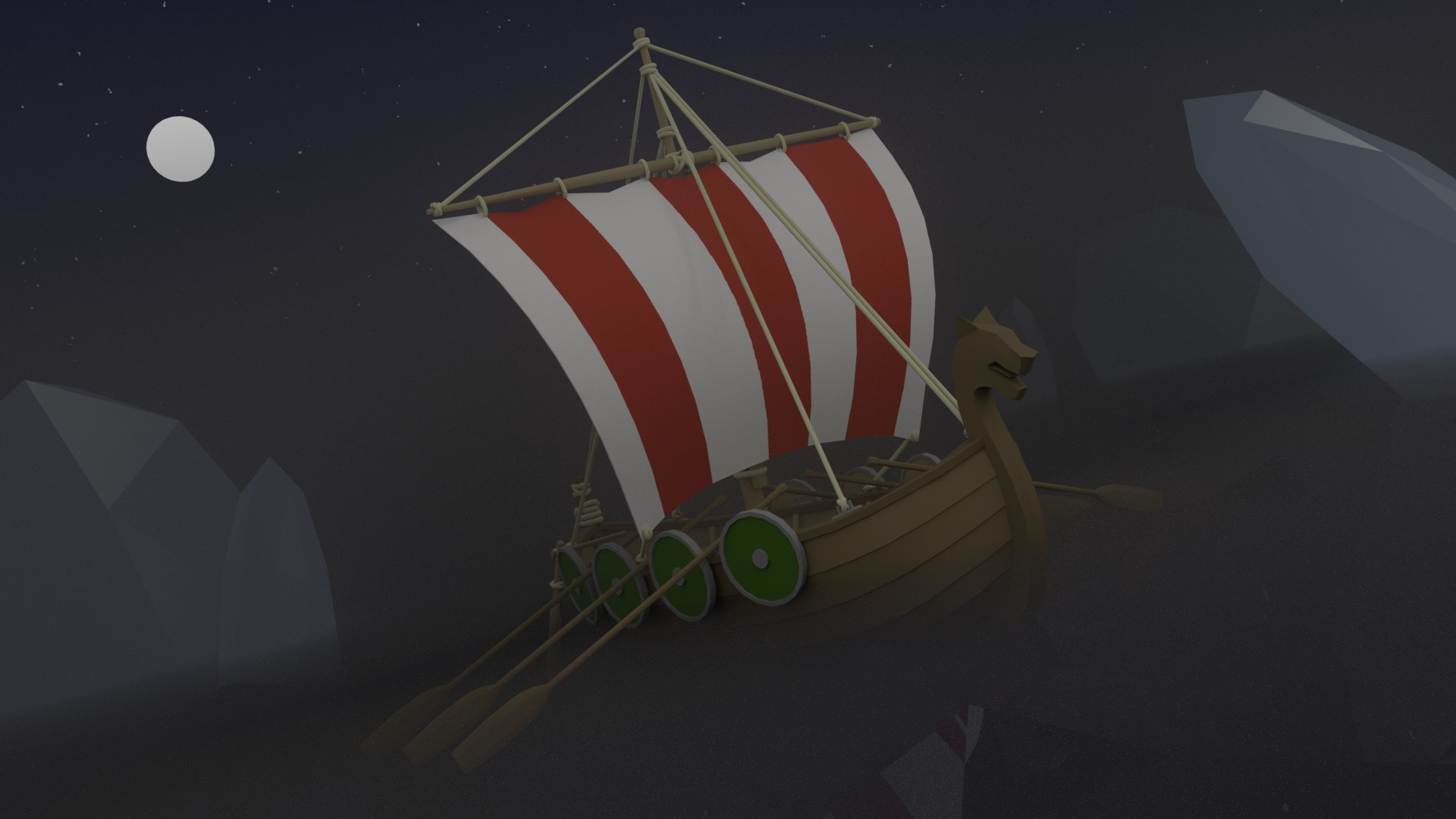 Stylized Longboat Boat 3d Obj