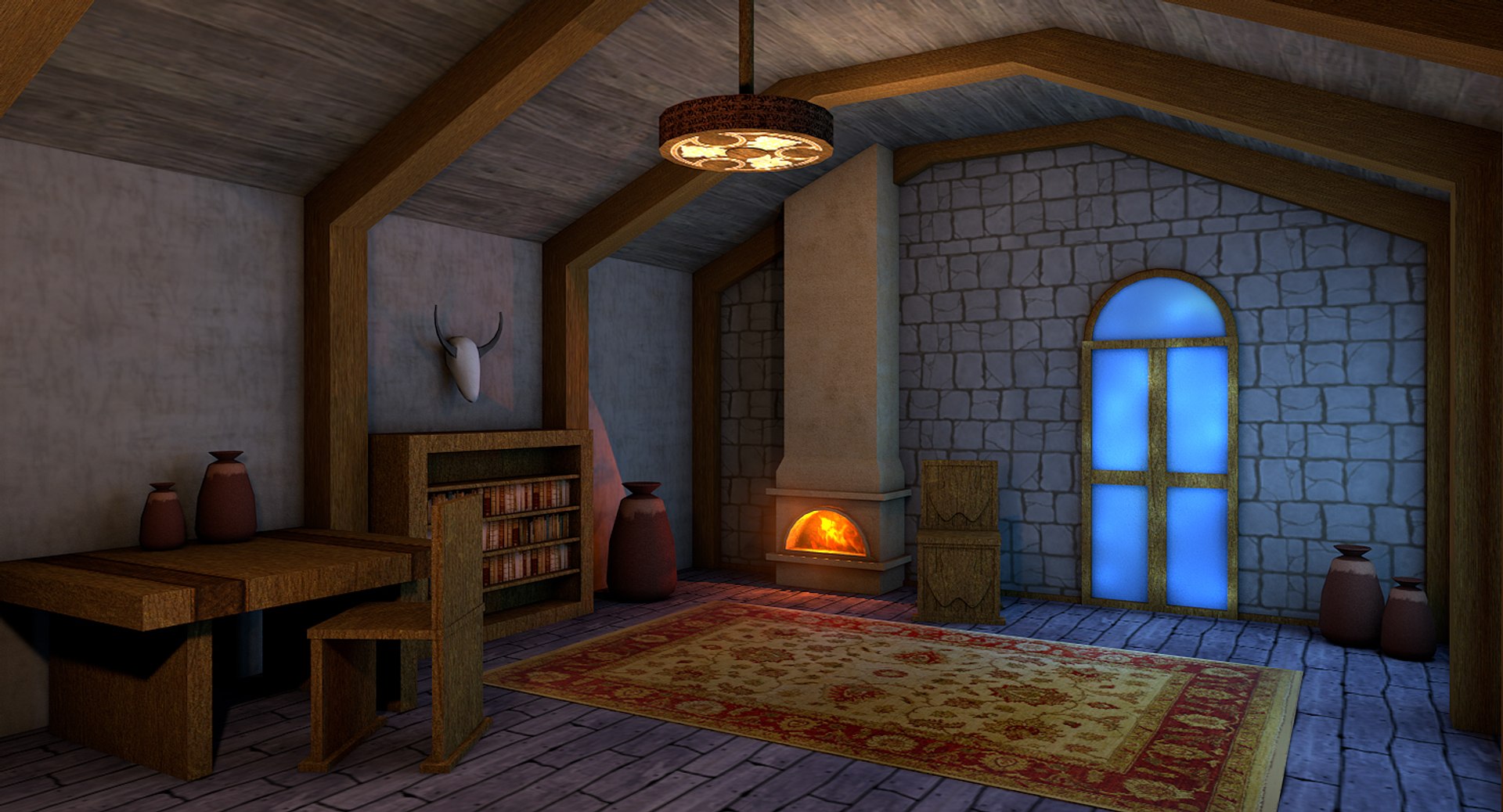 Living Medieval Room Interior 3D - TurboSquid 1285593