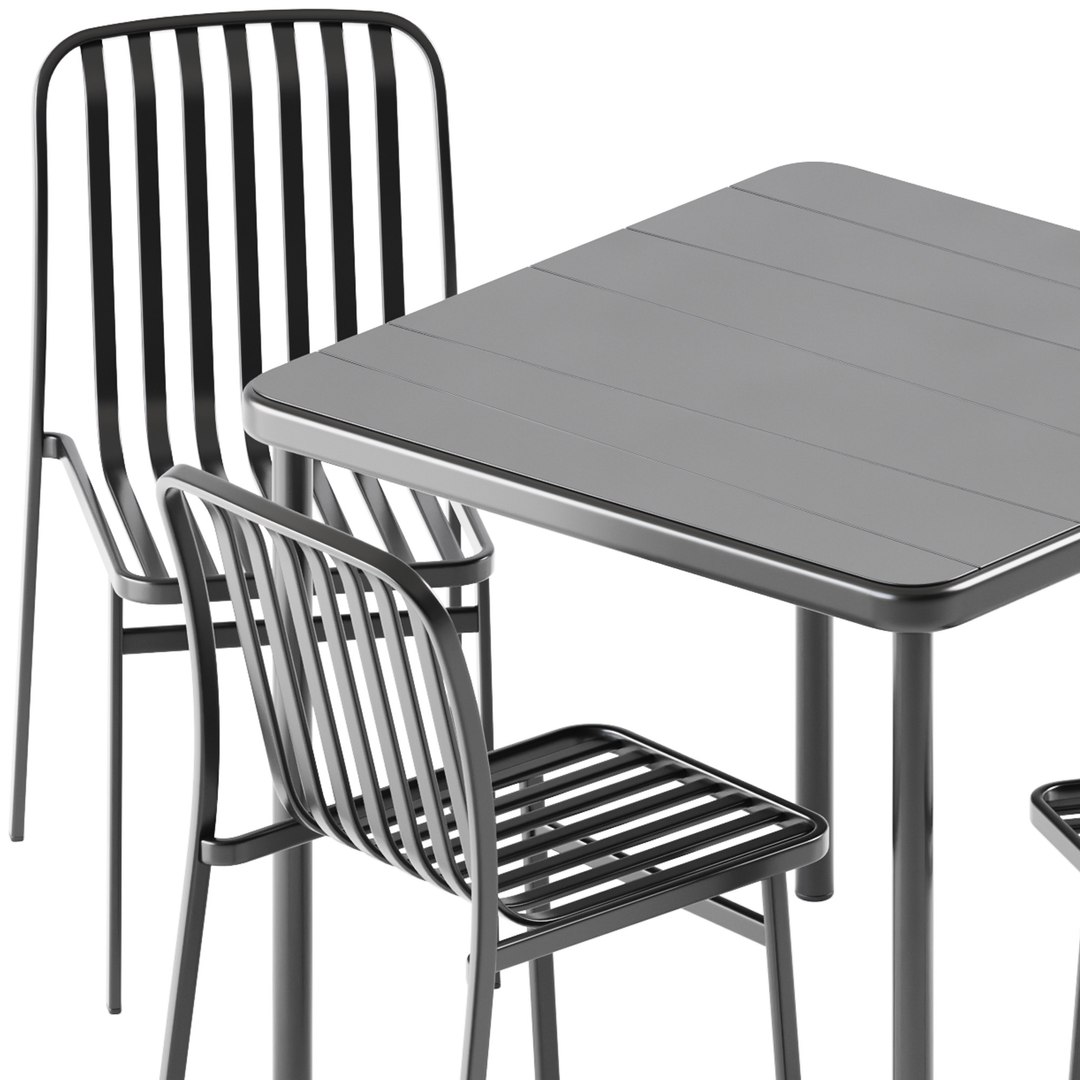 3D Model BANGI Square Table And KANO Stackable Steel Chair By BABEL D ...