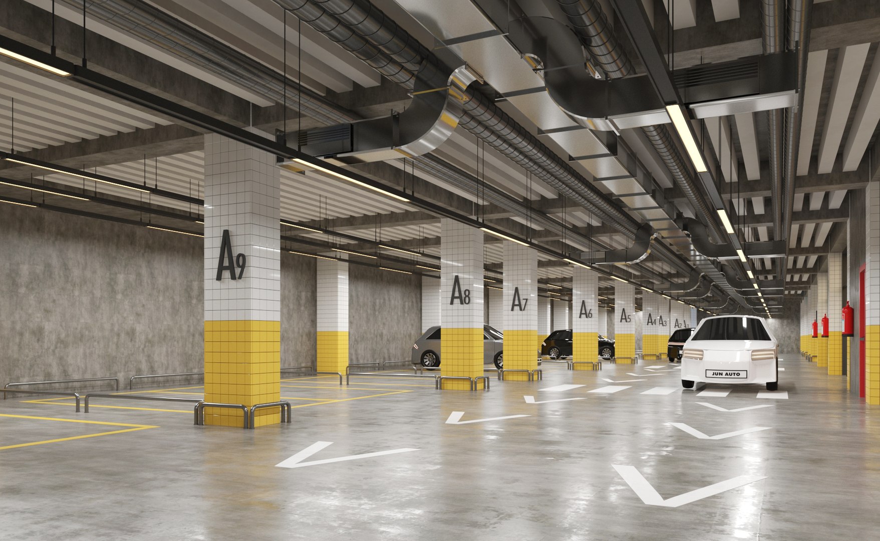 3D Model Parking Garage Interior - TurboSquid 2028332