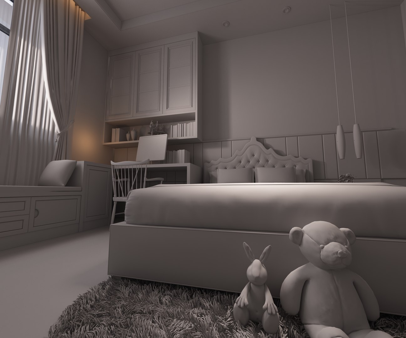 3D Modern Girls Room Model - TurboSquid 1946202