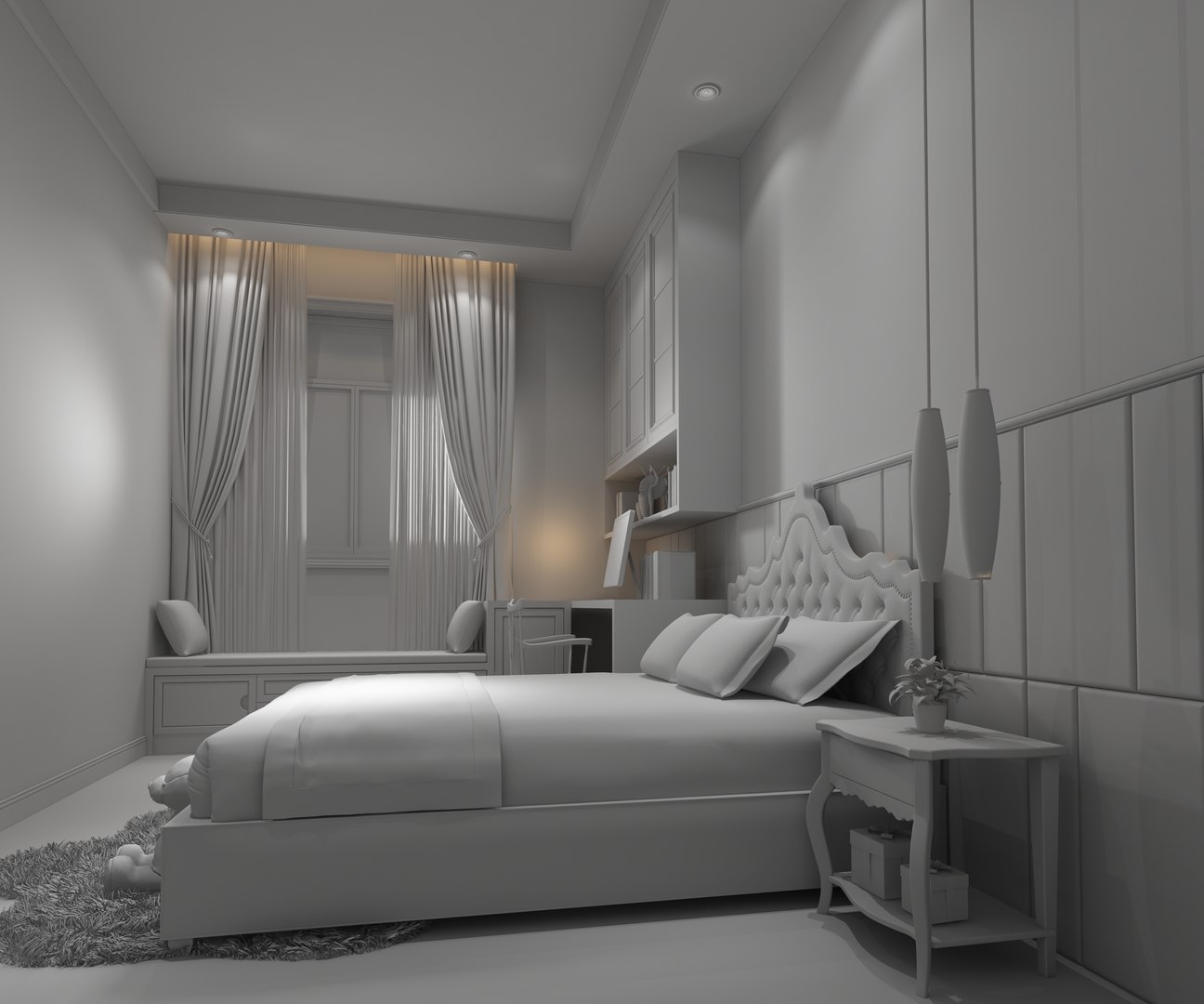 3D Modern Girls Room Model - TurboSquid 1946202