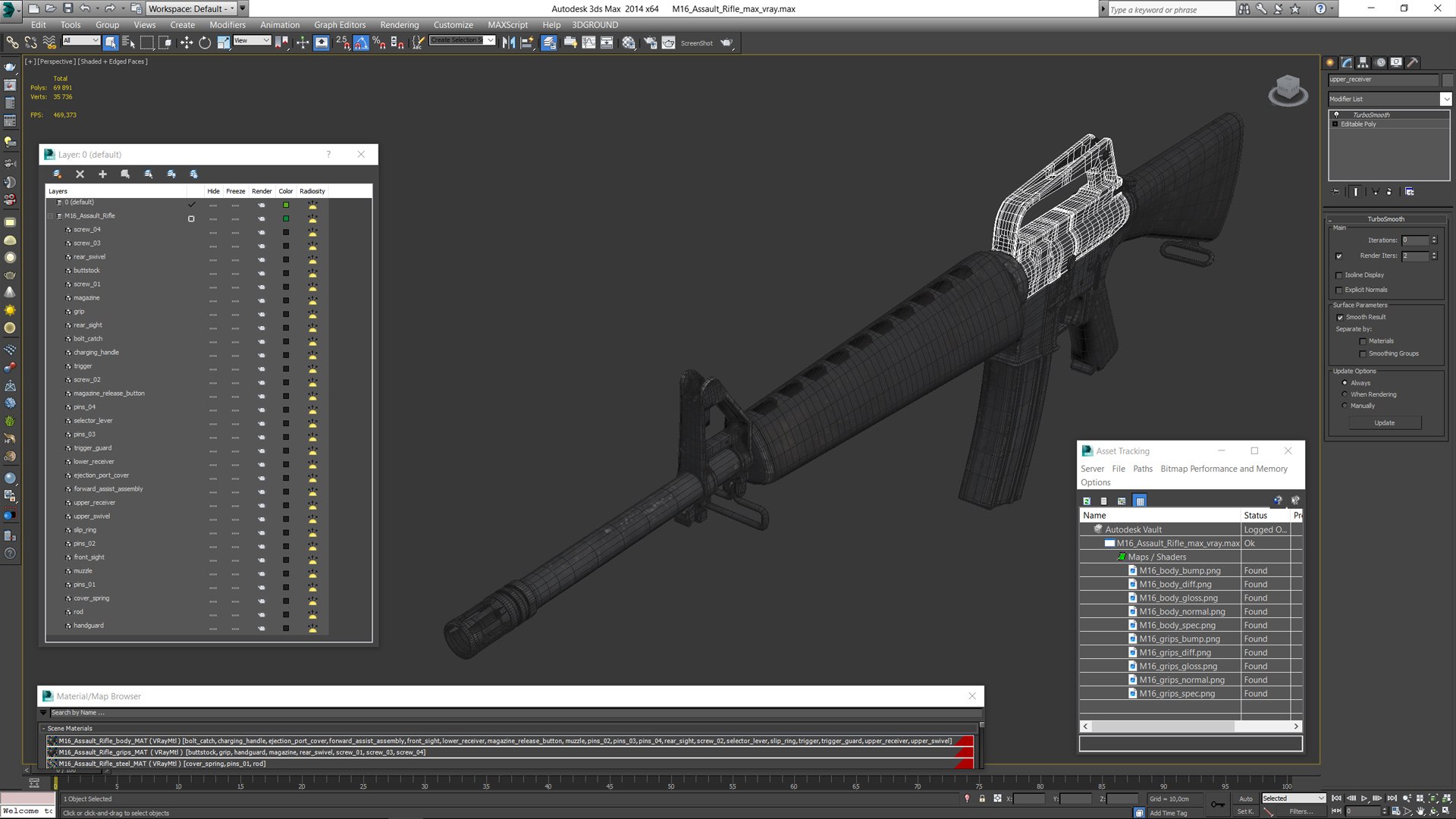 3D M16 Assault Rifle - TurboSquid 2216670