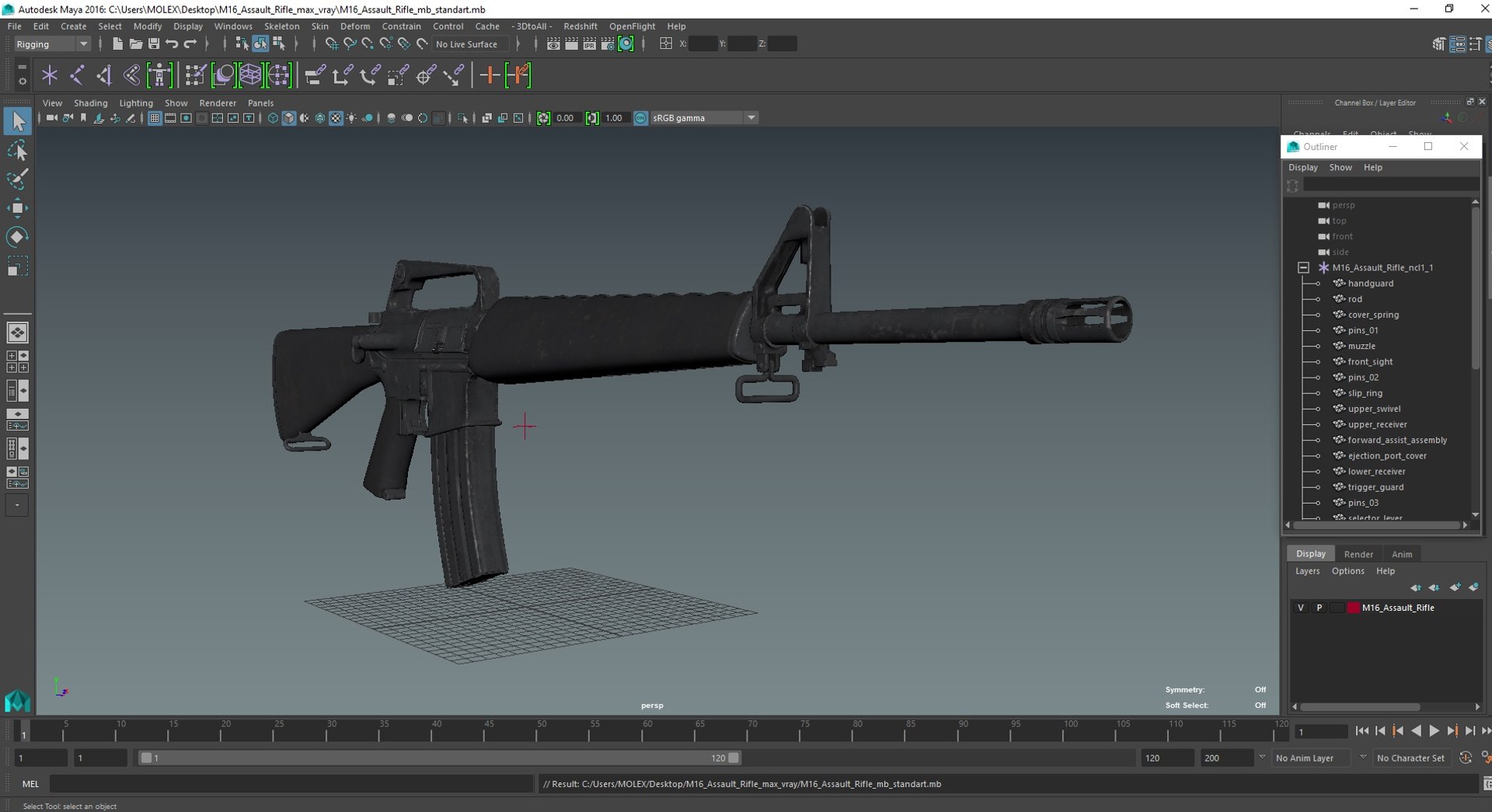 3D M16 Assault Rifle - TurboSquid 2216670