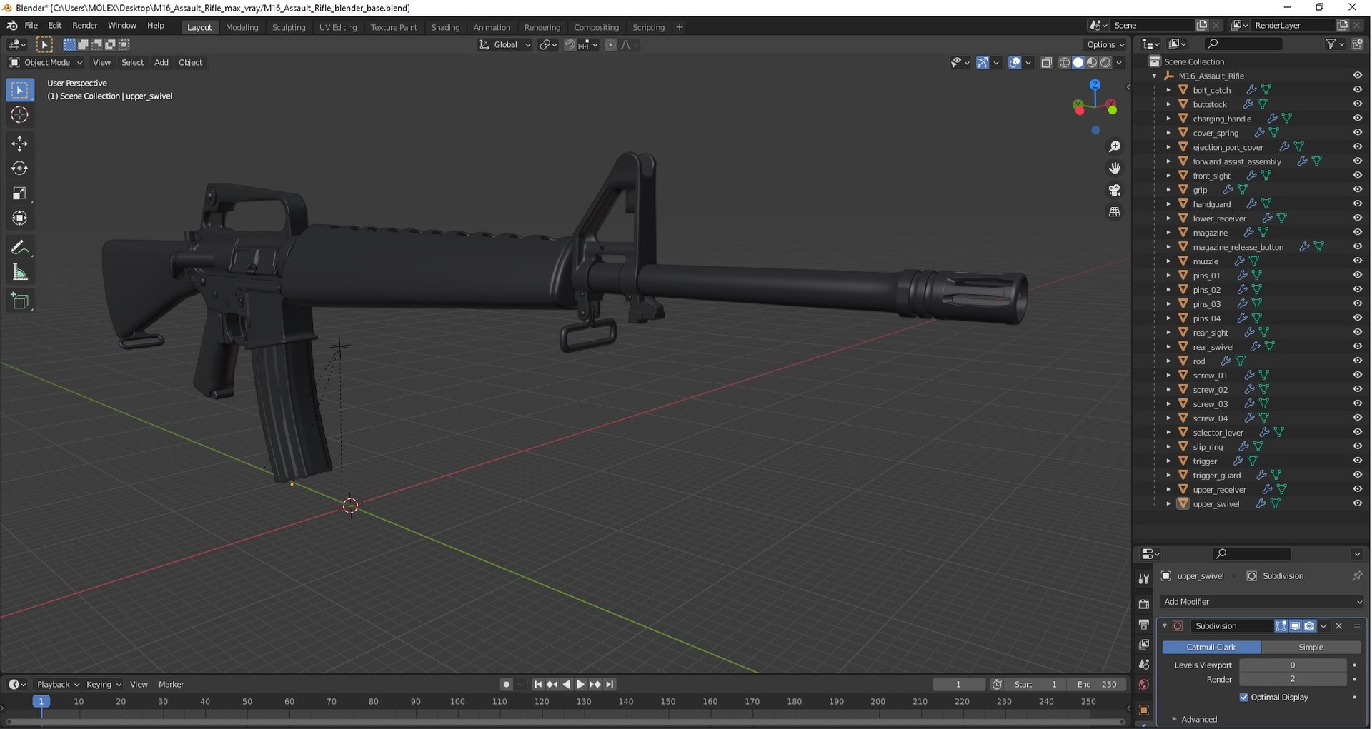3D M16 Assault Rifle - TurboSquid 2216670