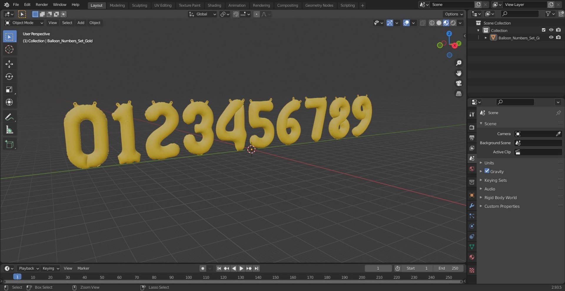 3D Balloon Numbers Set Gold Model - TurboSquid 1818474
