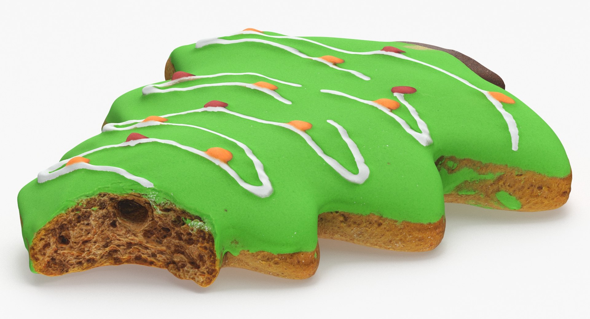 3D Christmas Tree Gingerbread Cookie 01 Bitten Model - TurboSquid 1972834