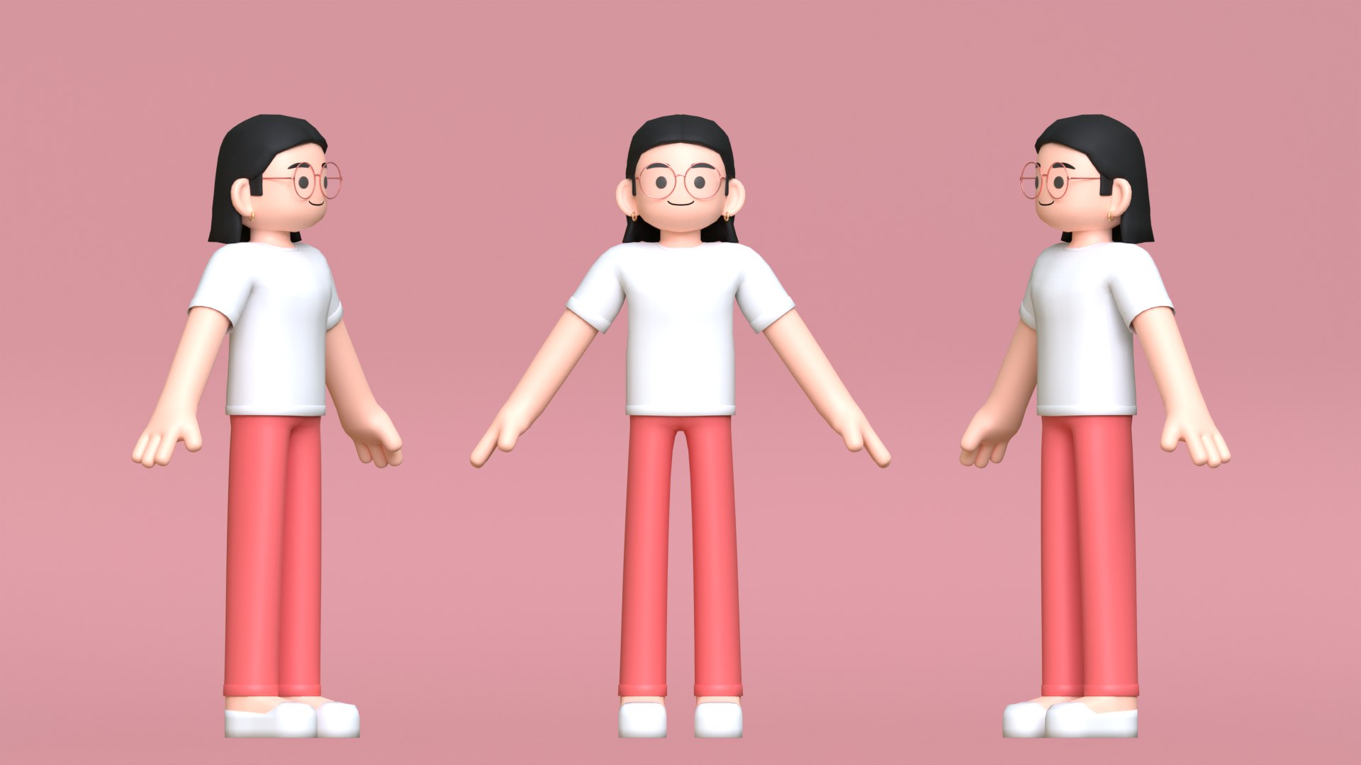 Minimal Simple Girl Cartoon Character 3D model - TurboSquid 2164039