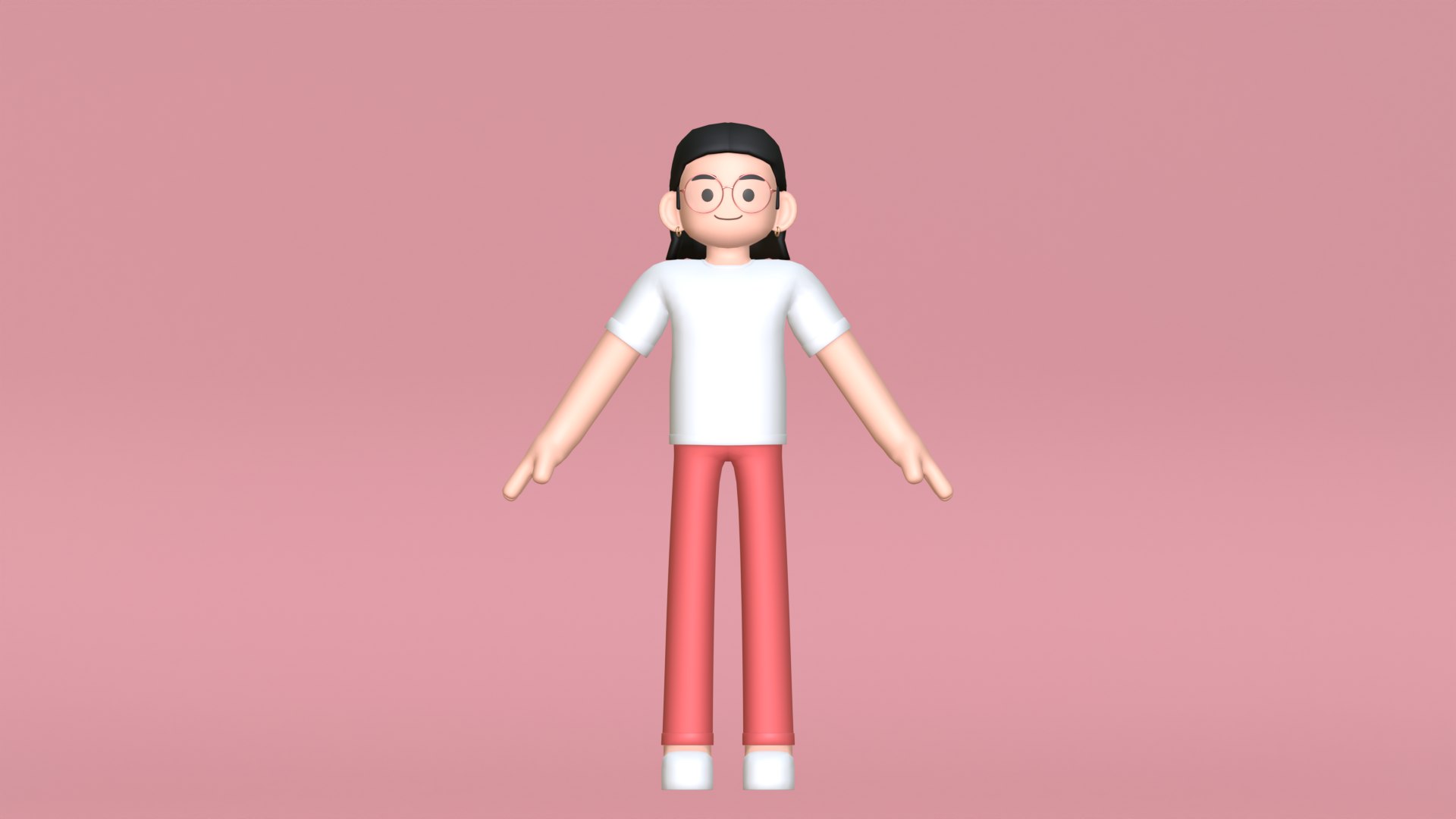Minimal Simple Girl Cartoon Character 3D model - TurboSquid 2164039