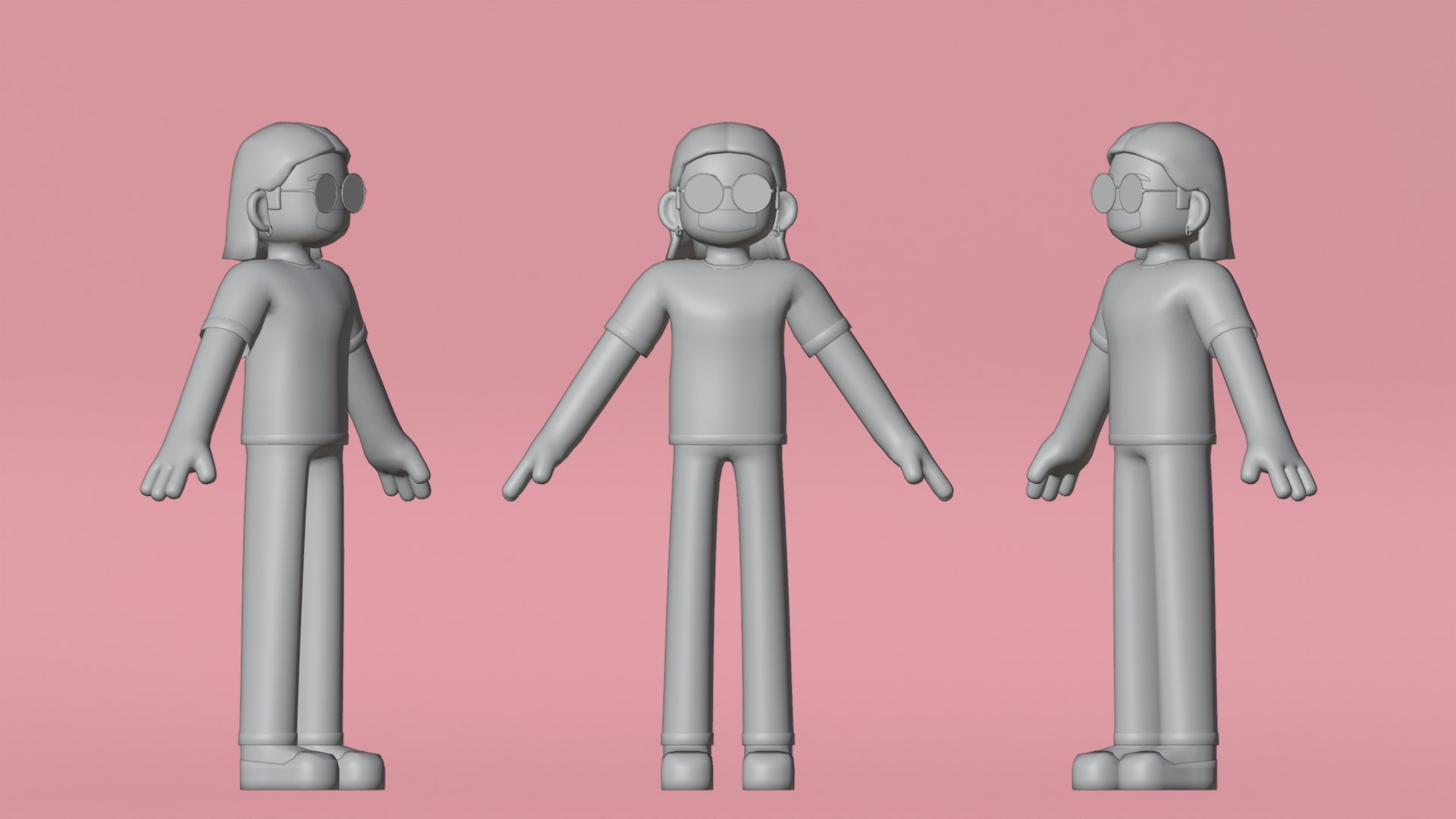 Minimal Simple Girl Cartoon Character 3D model - TurboSquid 2164039