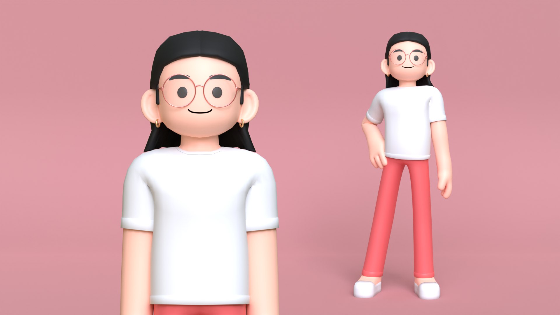 Minimal Simple Girl Cartoon Character 3D model - TurboSquid 2164039