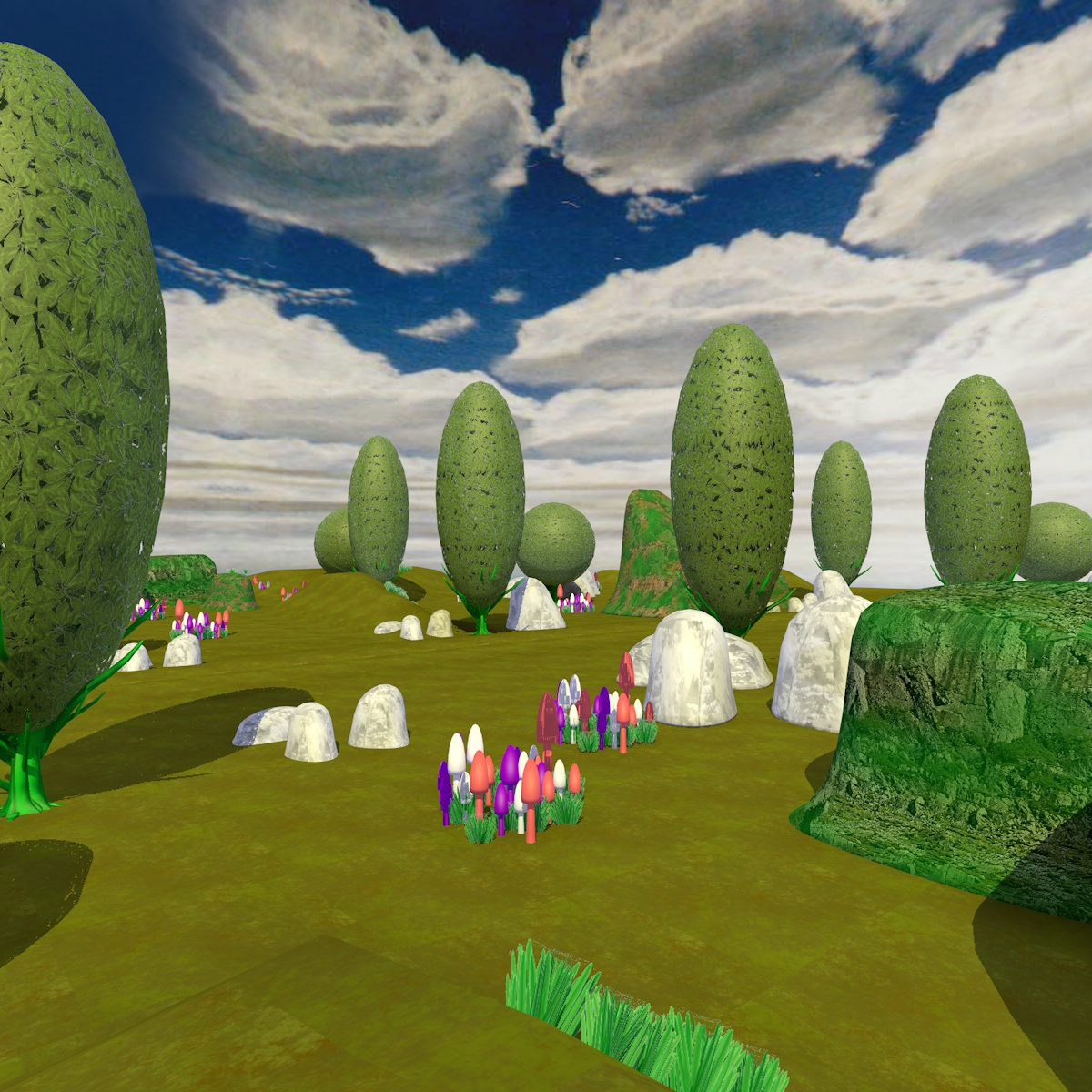 3d cartoon landscape trees model