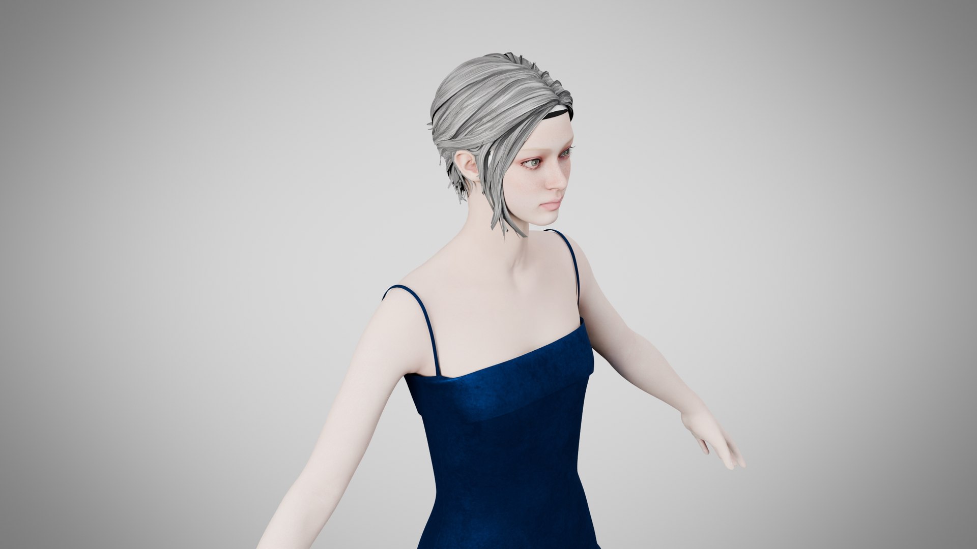 3D Model Dress 39 Indigo Velvet - TurboSquid 2521070