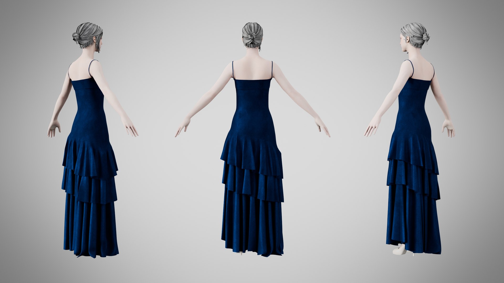 3D Model Dress 39 Indigo Velvet - TurboSquid 2521070