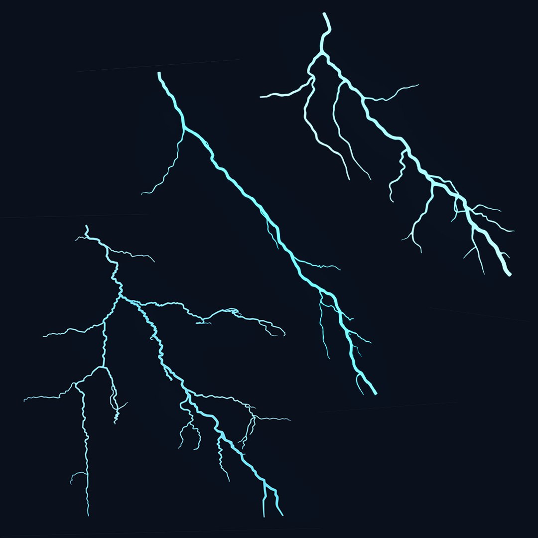 3D Cartoon Lightning Bolts Collection Model - TurboSquid 2298947